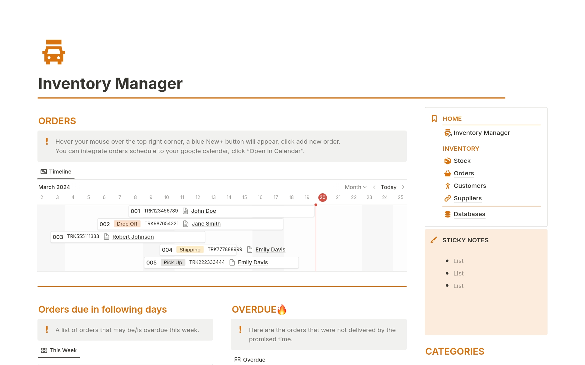 Inventory Management System and Orders Tracking Template | Notion ...