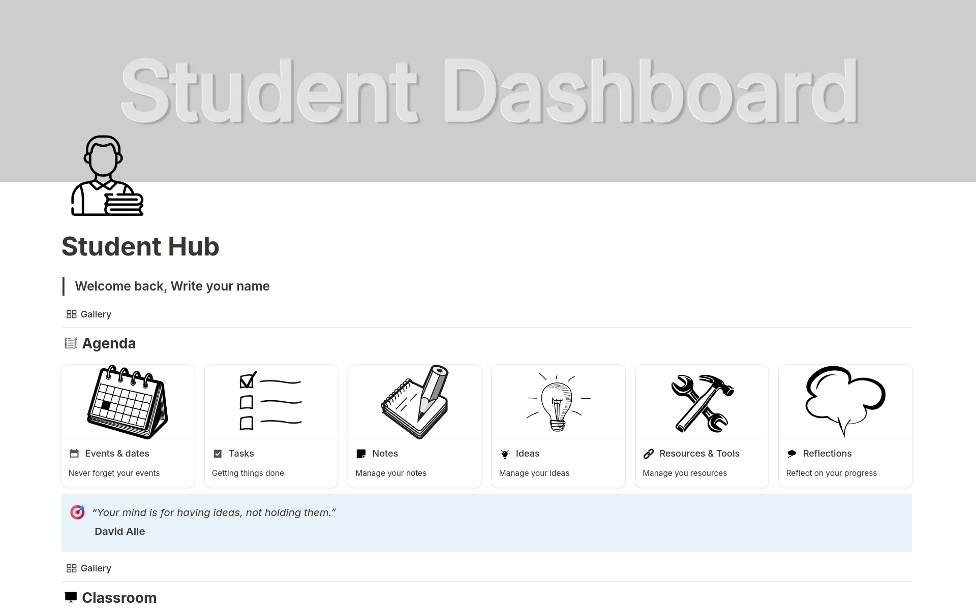Student dashboard Template by Simple Setups | Notion Marketplace