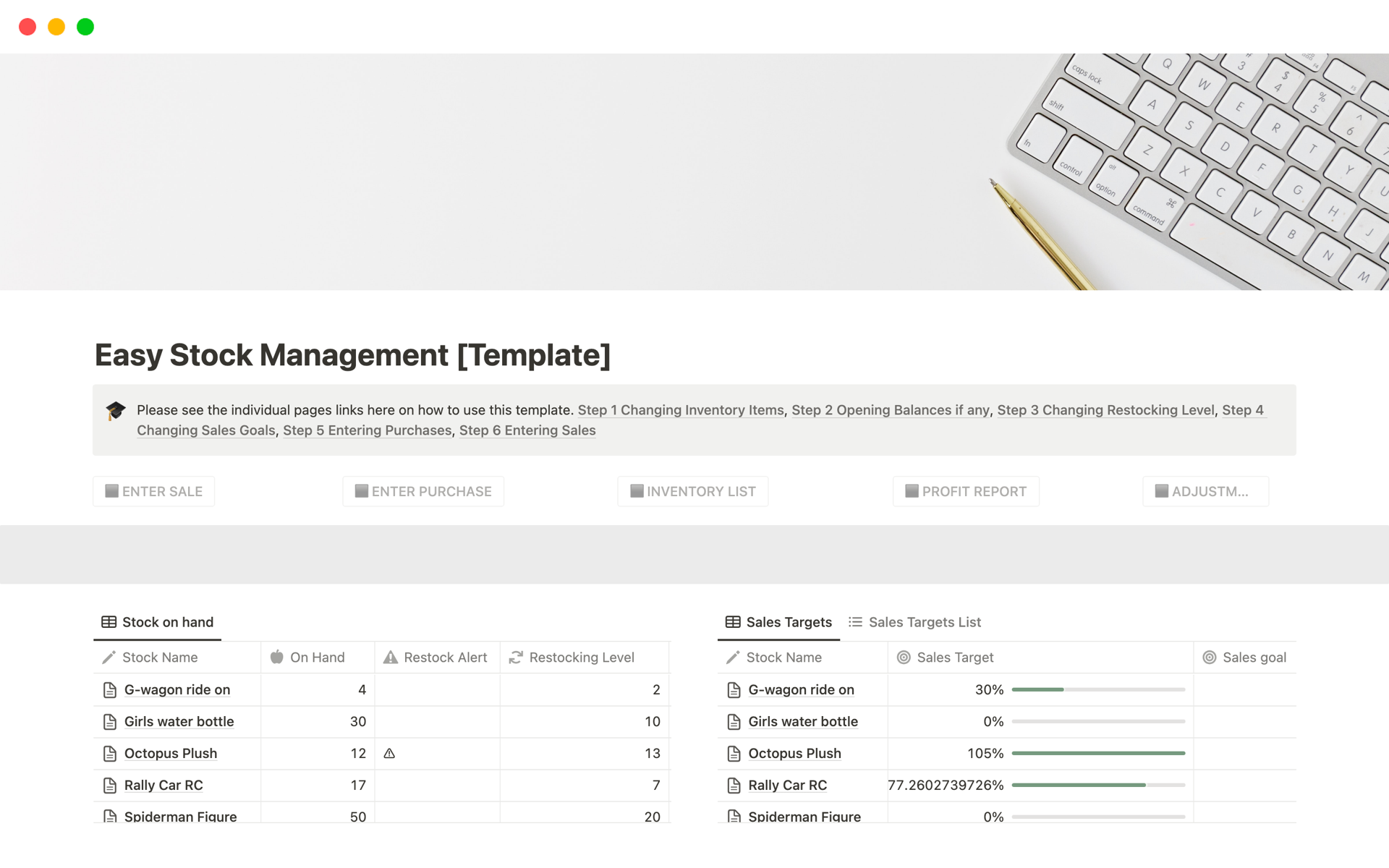 Easy Stock Management Template | Notion Marketplace