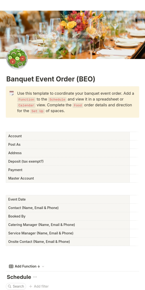 What Is An Banquet Event Order Beo Free Template Download Banquet