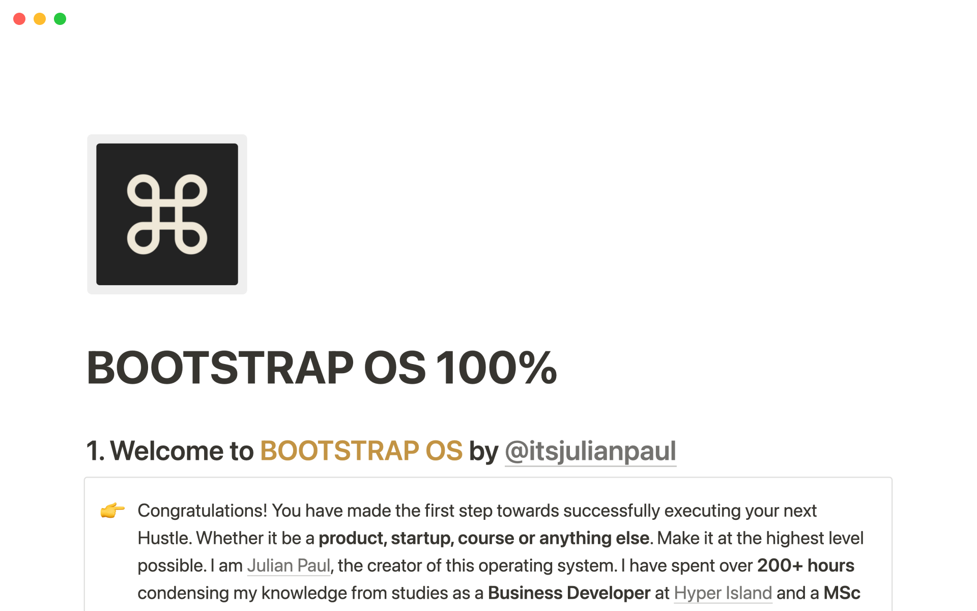 Bootstrap OS Template by Julian Paul | Notion Marketplace