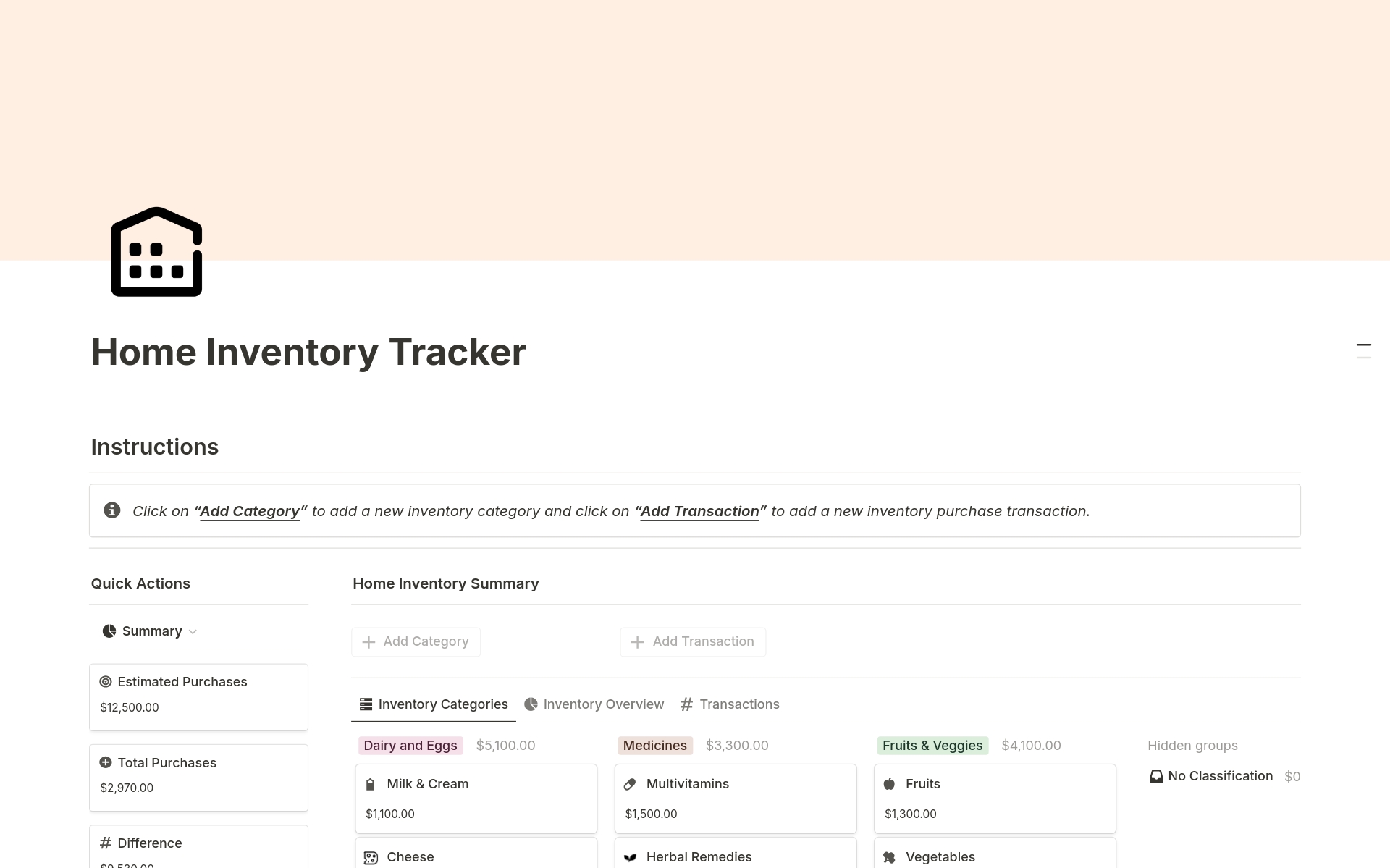 Home Inventory Tracker Template | Notion Marketplace