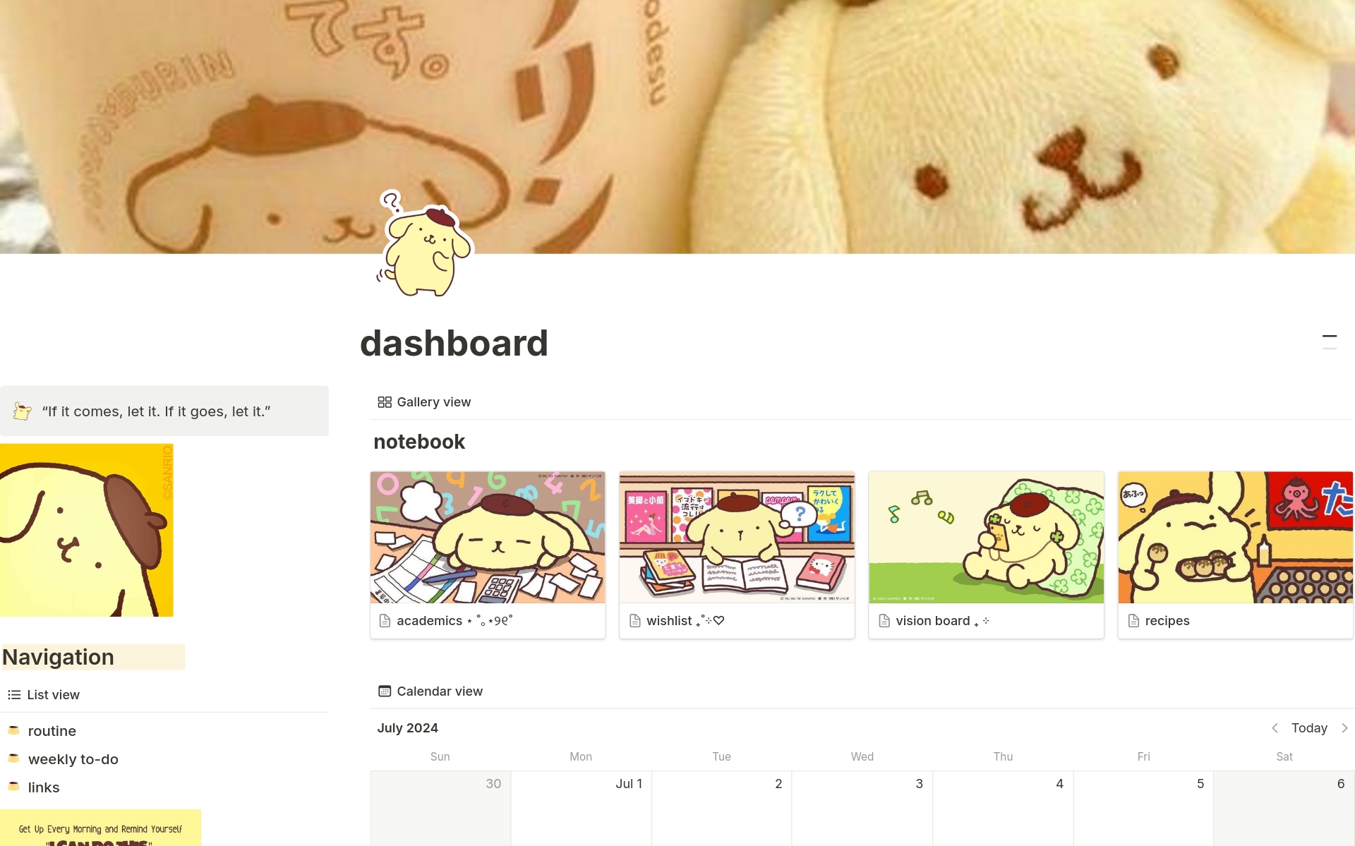 pompompurin dashboard Template by serafinstar | Notion Marketplace