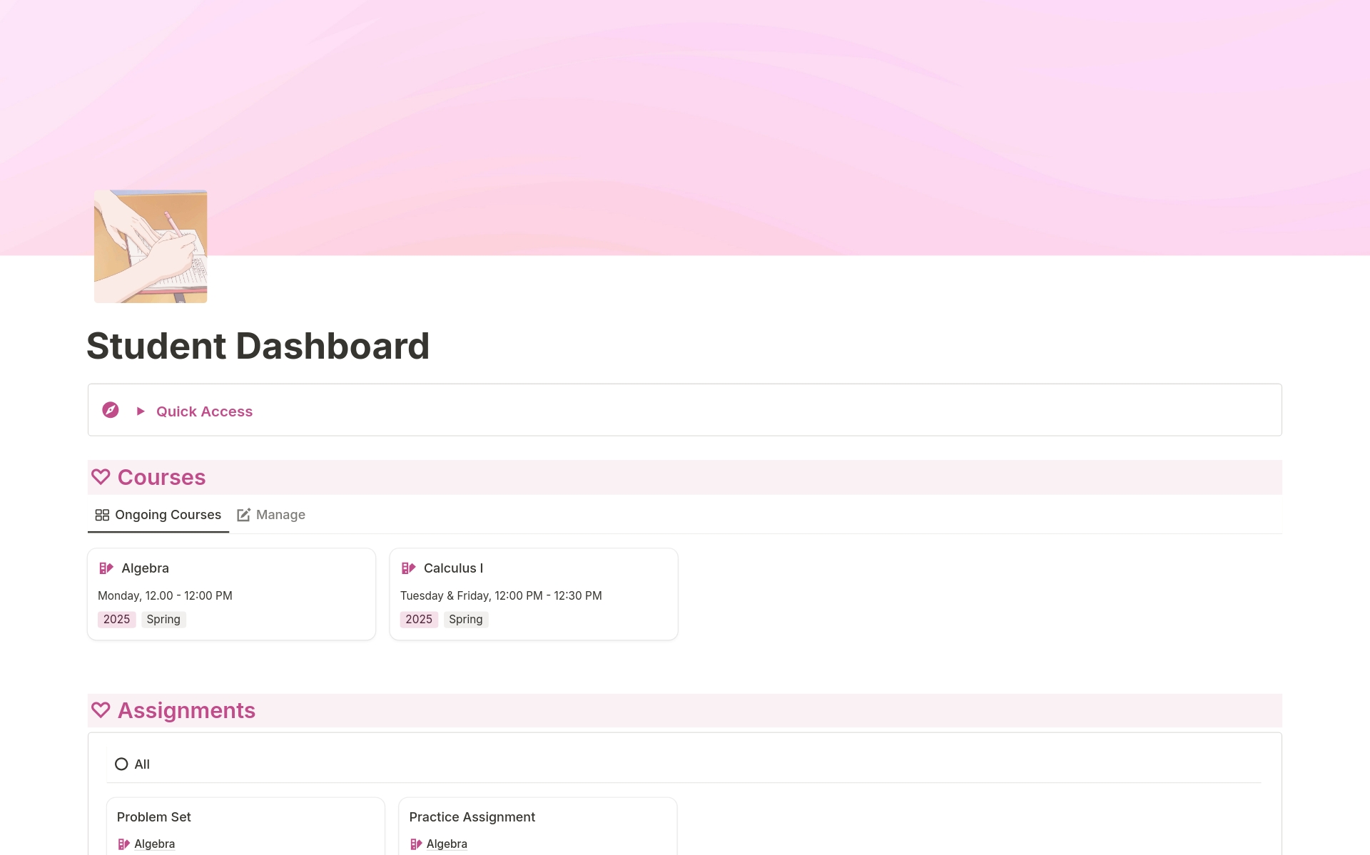 Student Dashboard Template | Notion Marketplace