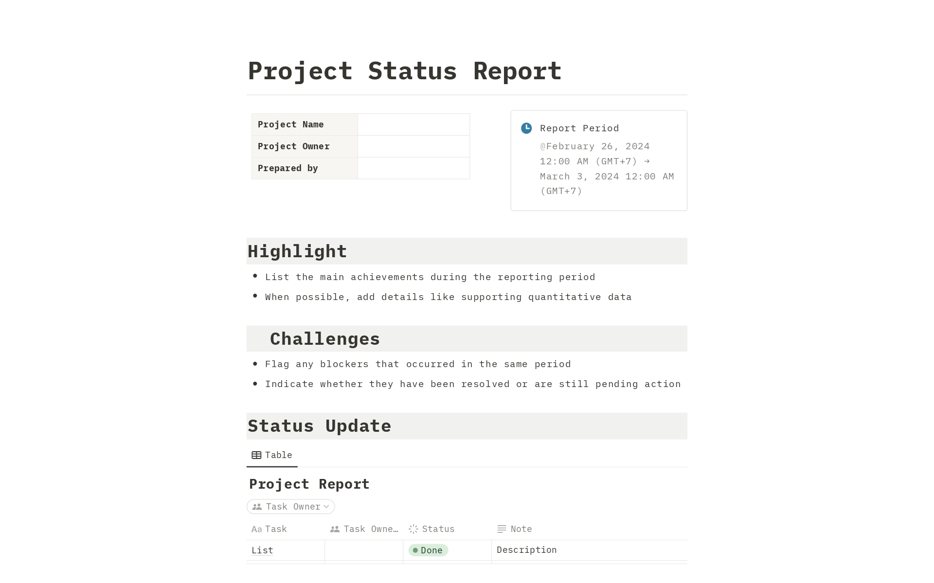 Project Progress Report Example Status Report Template | Bit.ai
