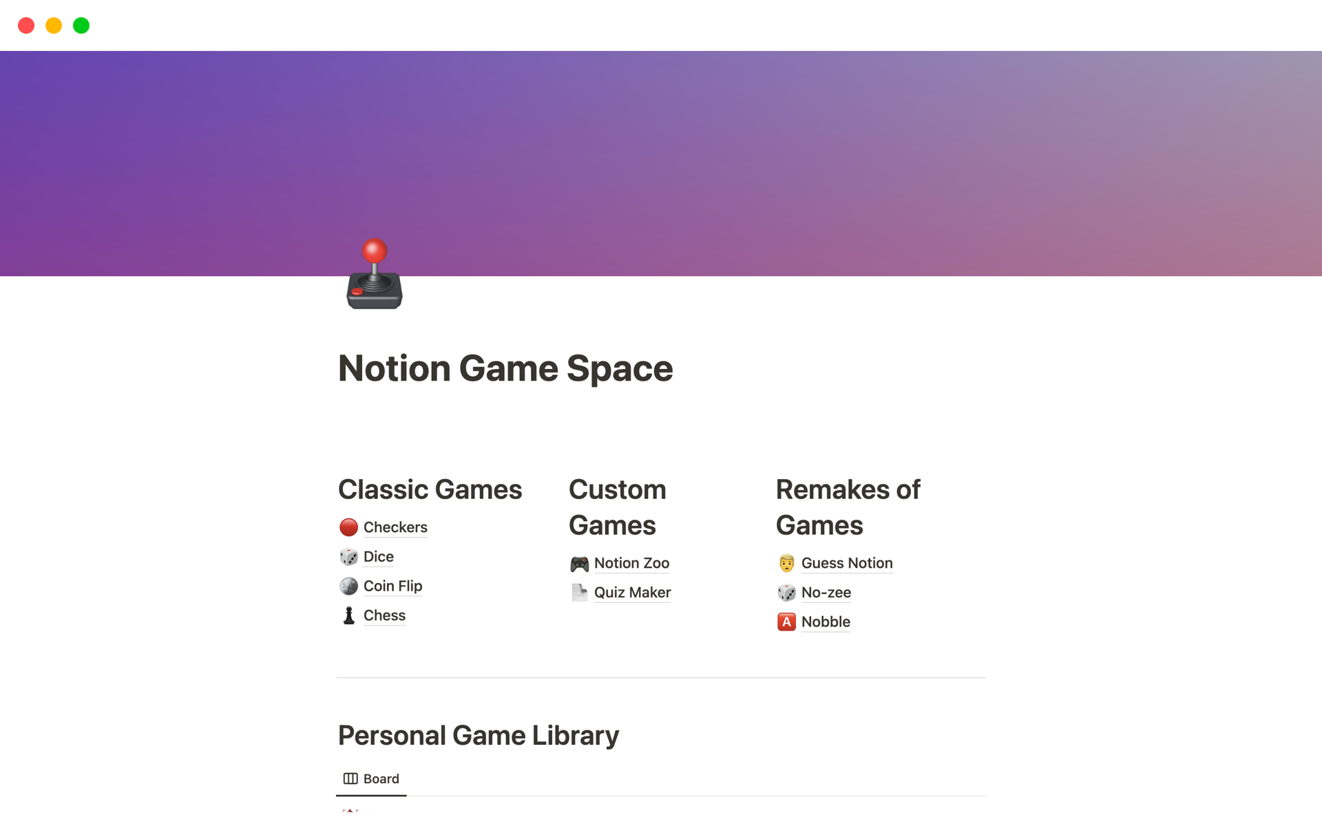 Notion Game Space Template | Notion Marketplace