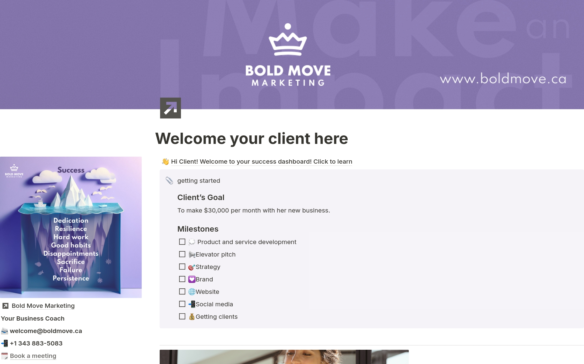Hub for your client Template by Bold Move Marketing | Notion Marketplace