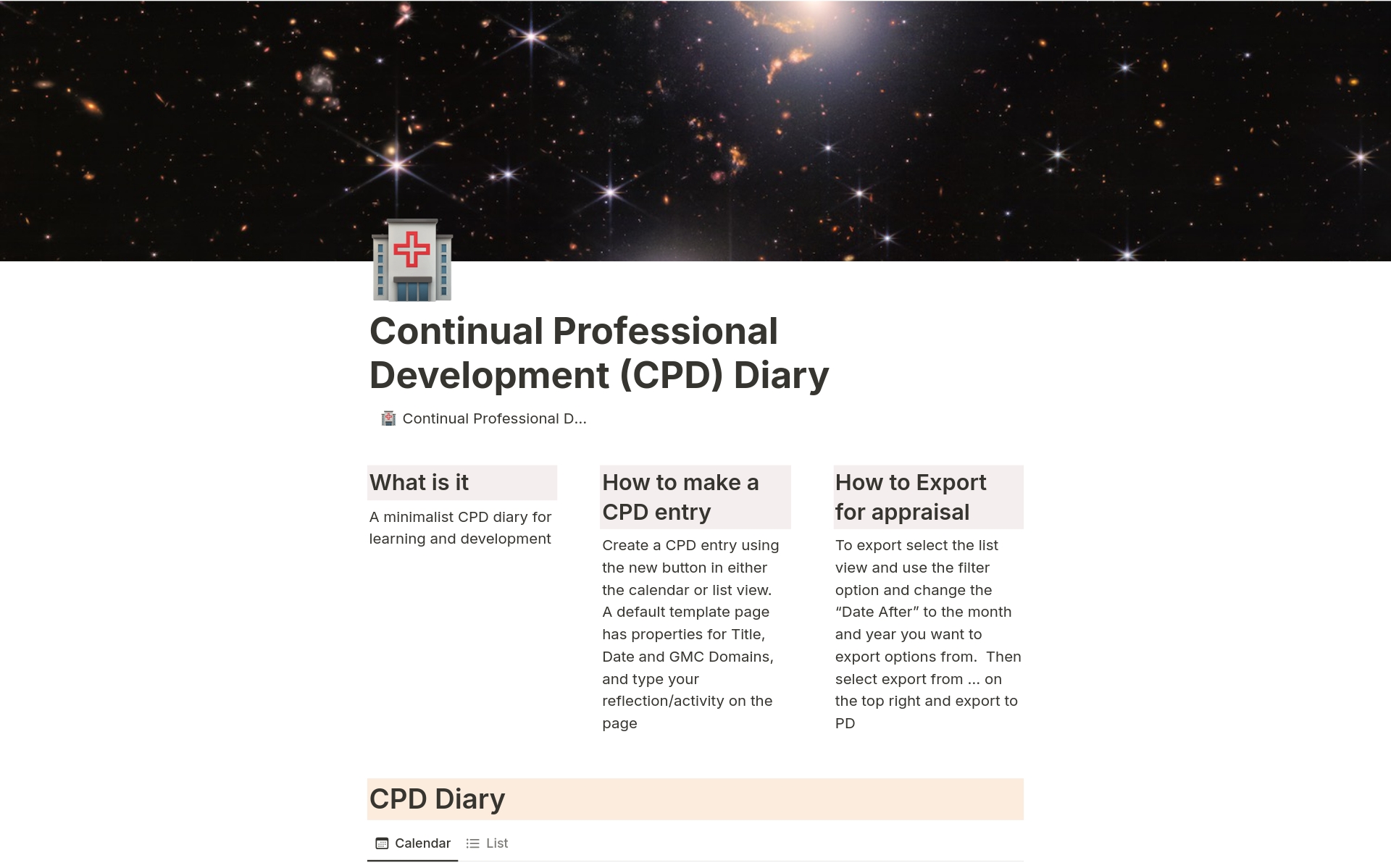 Continuing Professional Development (CPD) Diary Template | Notion ...