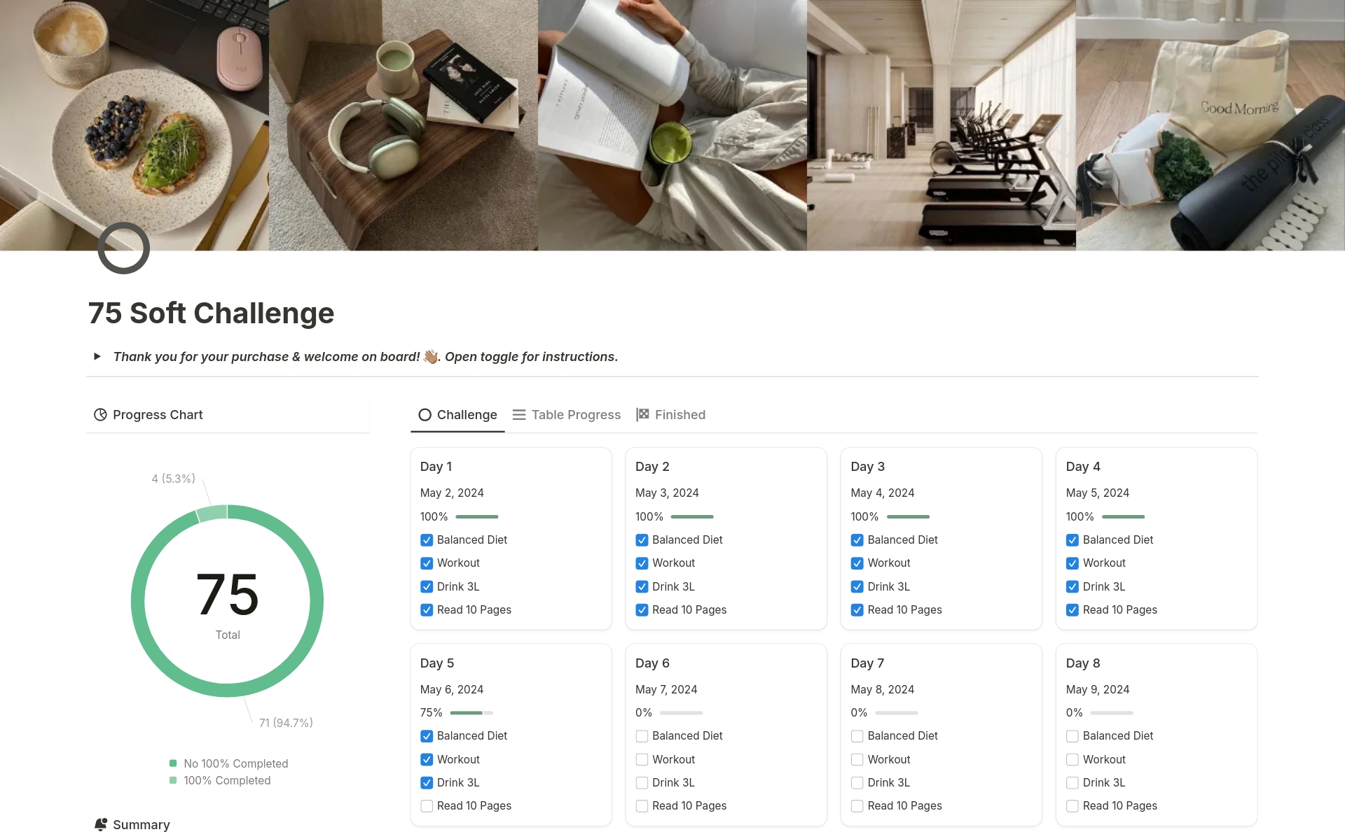 75 Day Challenge | Intense & Soft Versions Template by Arnau Brand ...