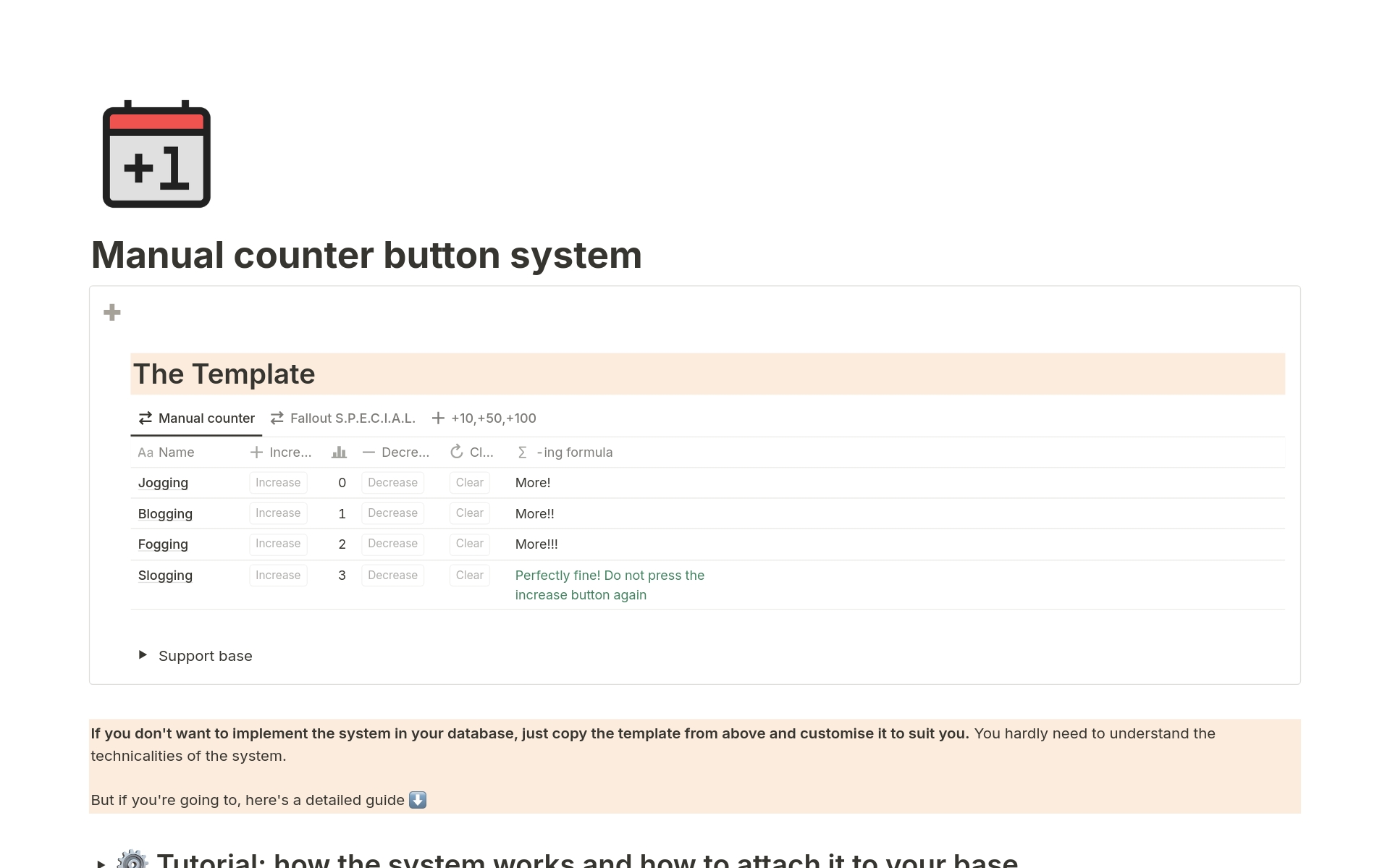 Manual counter button system Template | Notion Marketplace