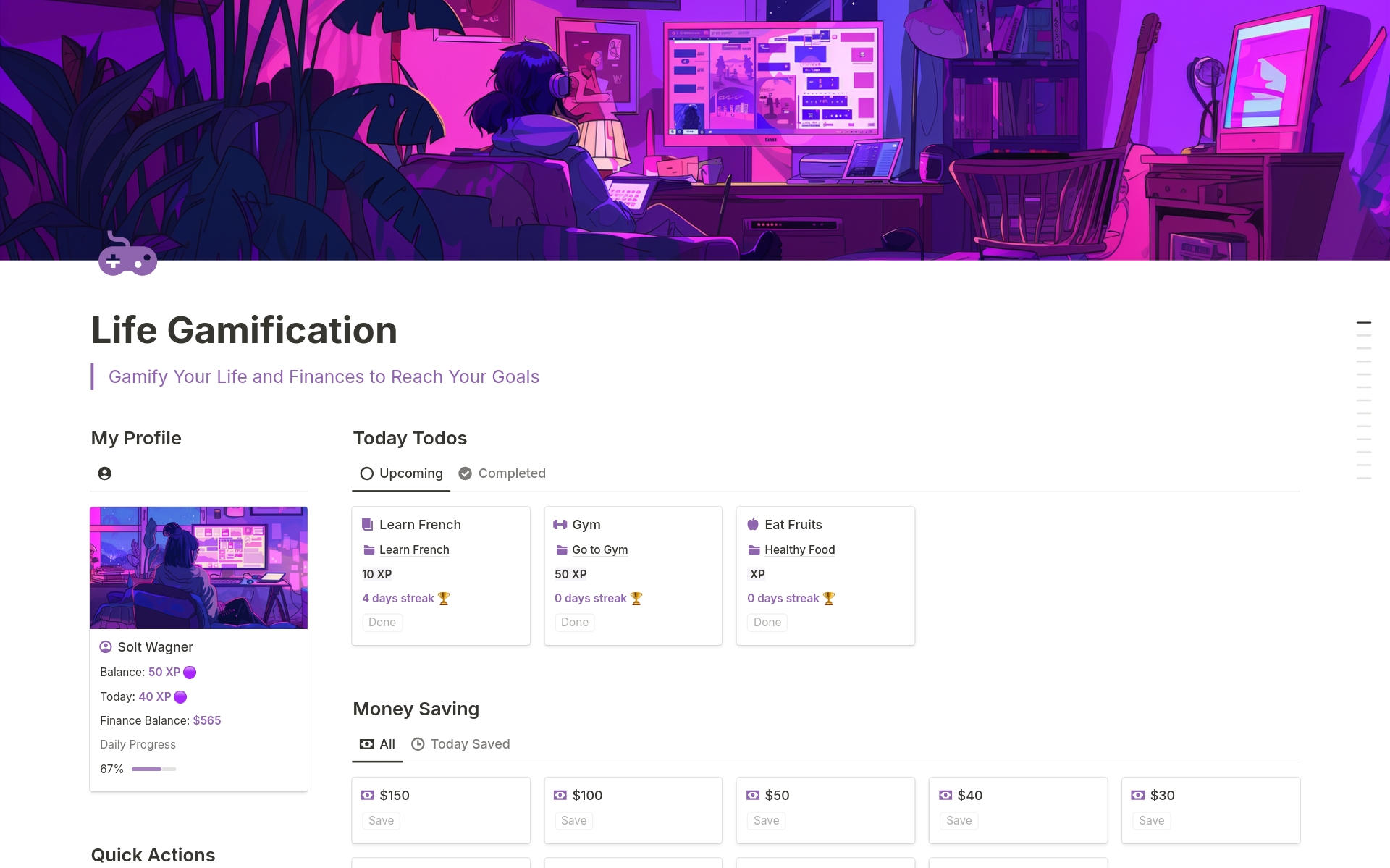 Life Gamification Template | Notion Marketplace