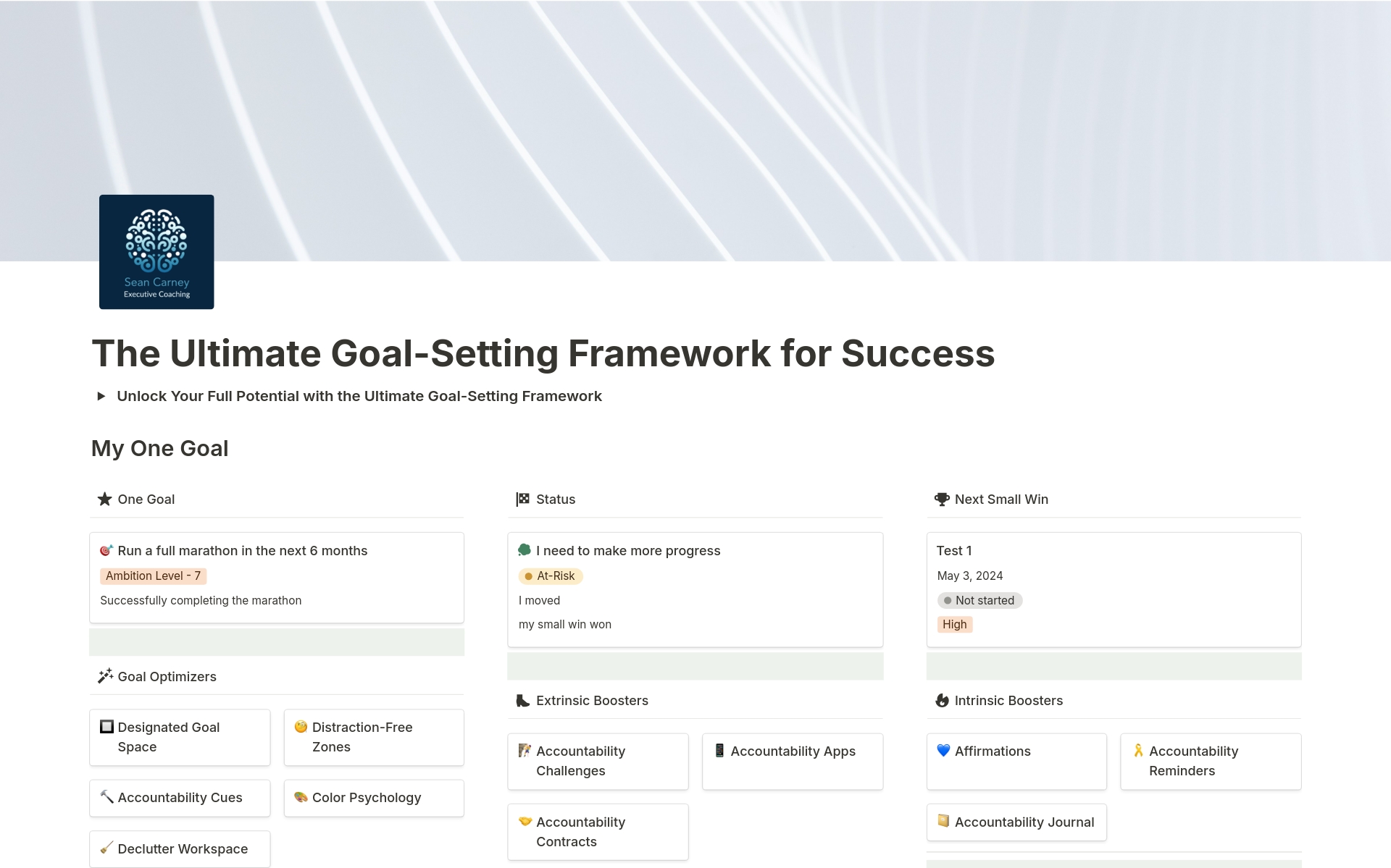 The Ultimate Goal-Setting Framework for Success Template | Notion ...