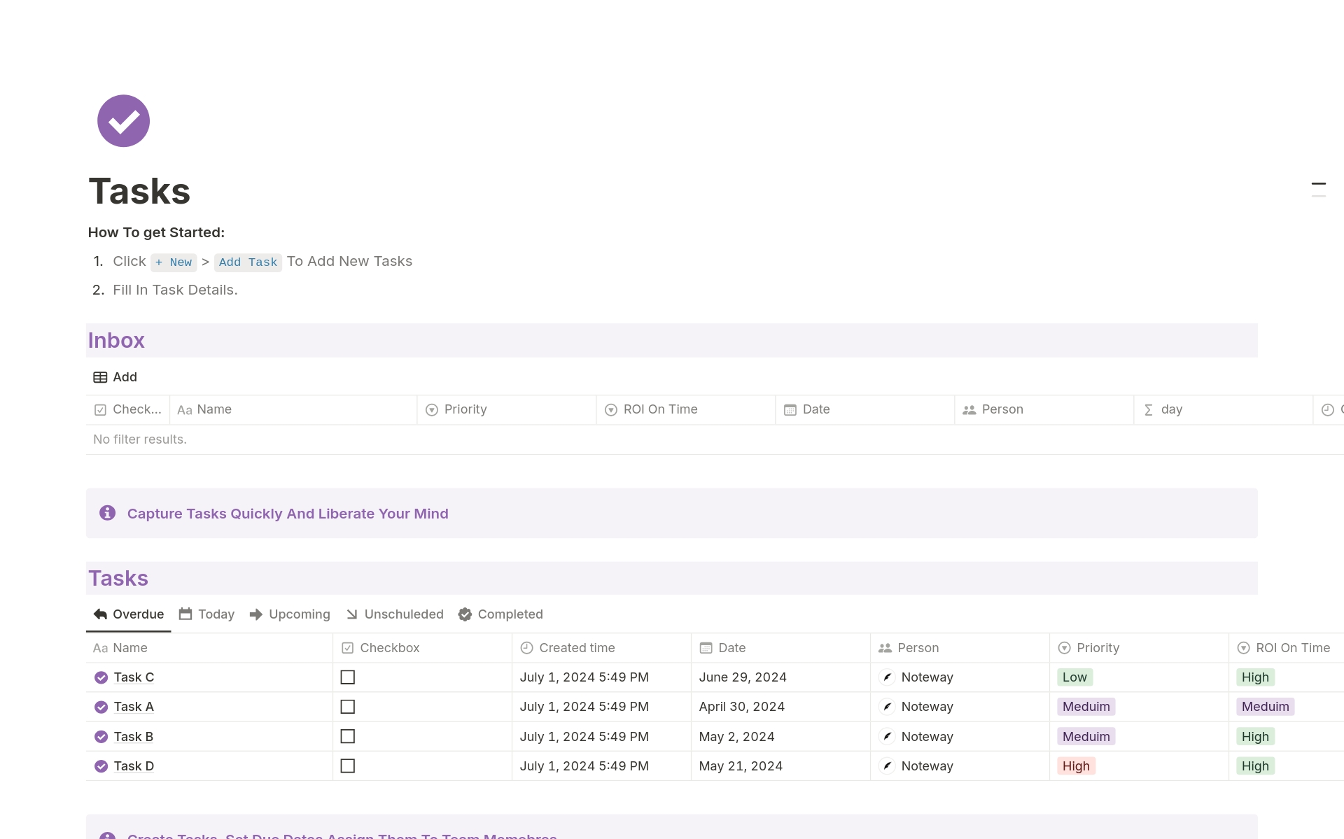 Tasks Template by Noteway | Notion Marketplace
