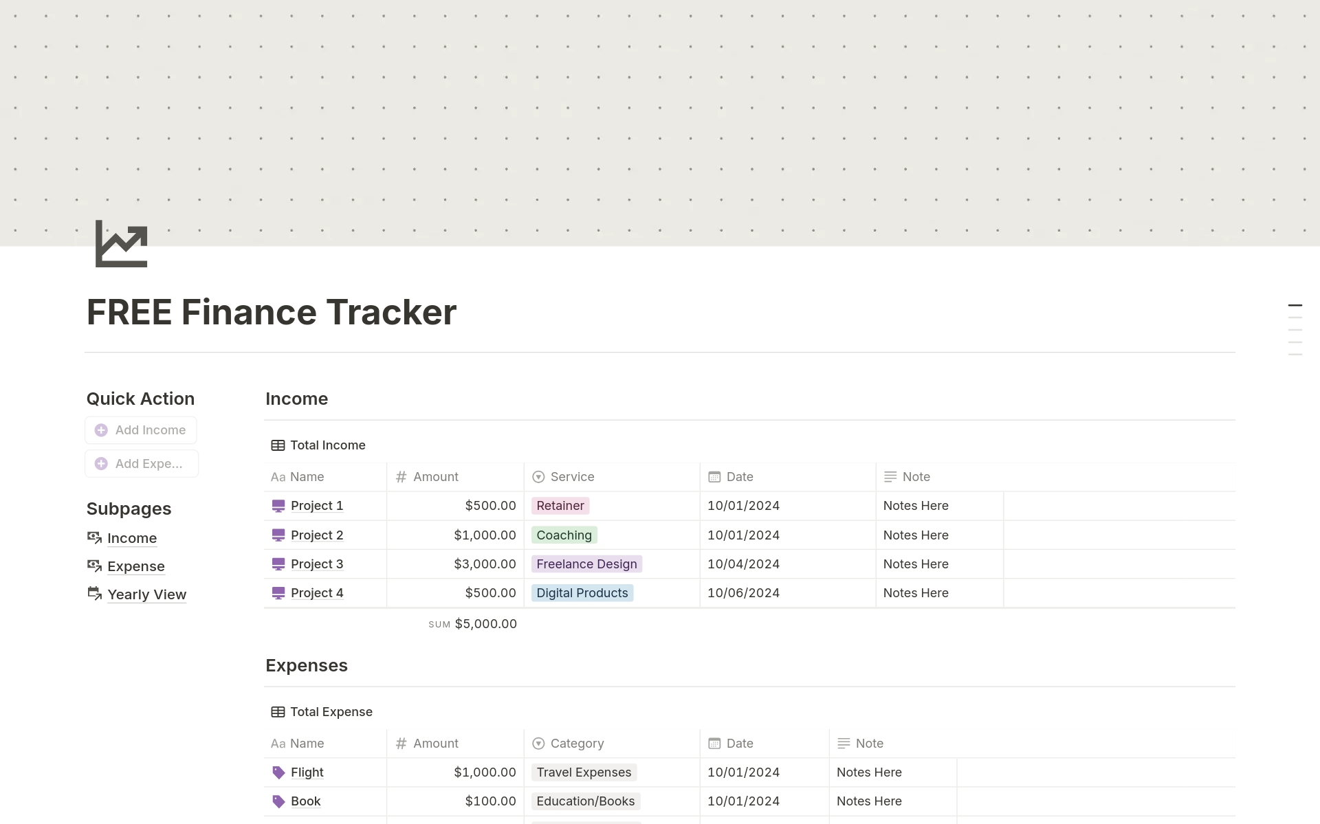 Freelance Finance Tracker Template | Notion Marketplace