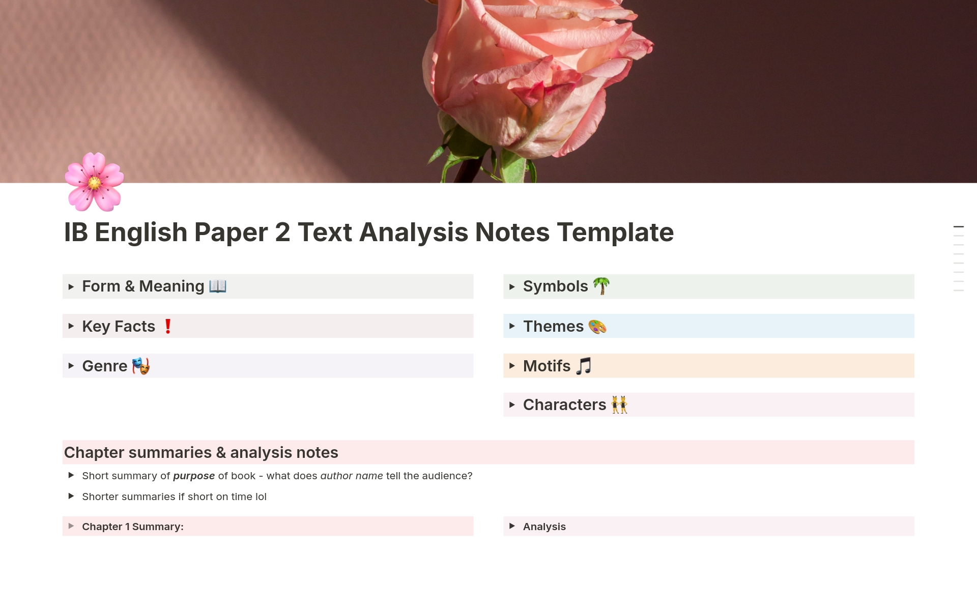 IB English Paper 2 Text Analysis Note-Taking Template by soomi | Notion ...