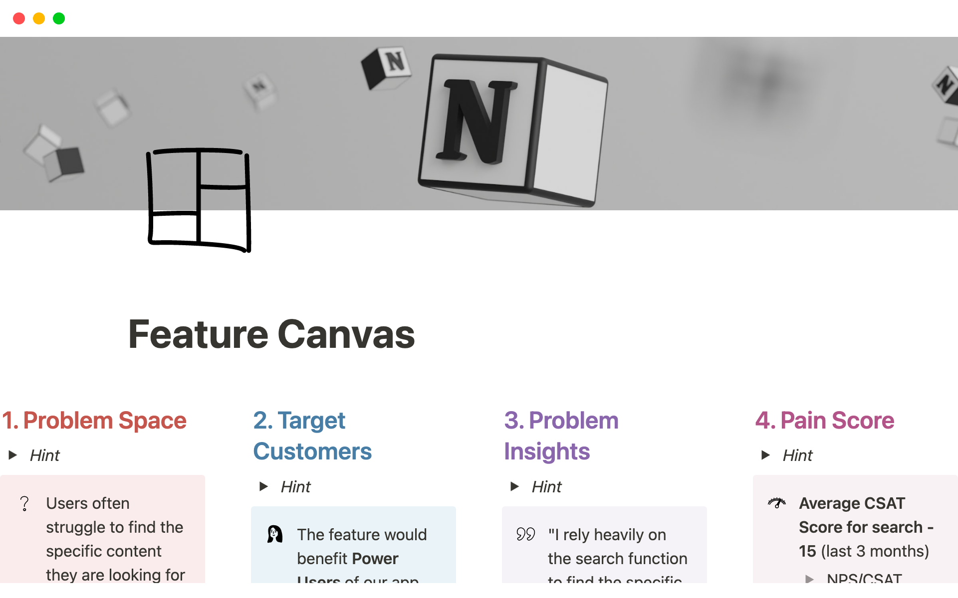 Feature Canvas Template by Myron | PM & ProdOps | Notion Marketplace