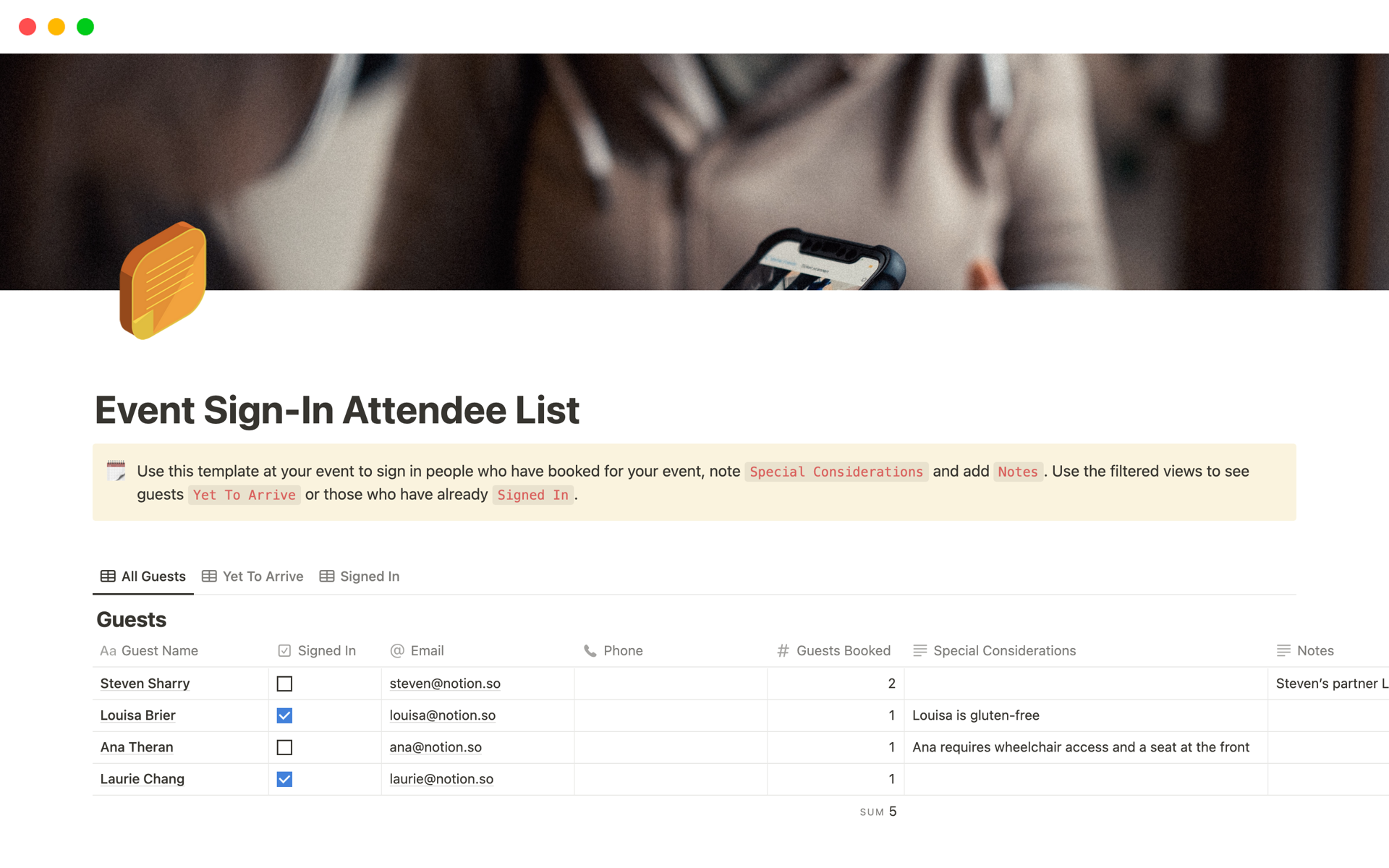 Event Sign-In Attendee List Template by Template Road | Notion Marketplace