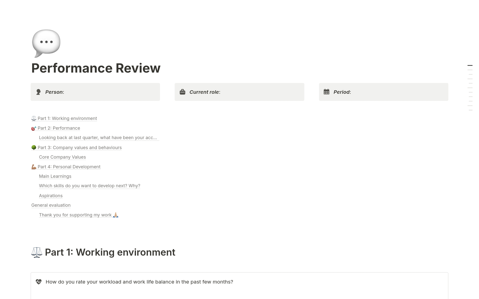 Employee Performance Review: Objectives & Growth Template | Notion ...