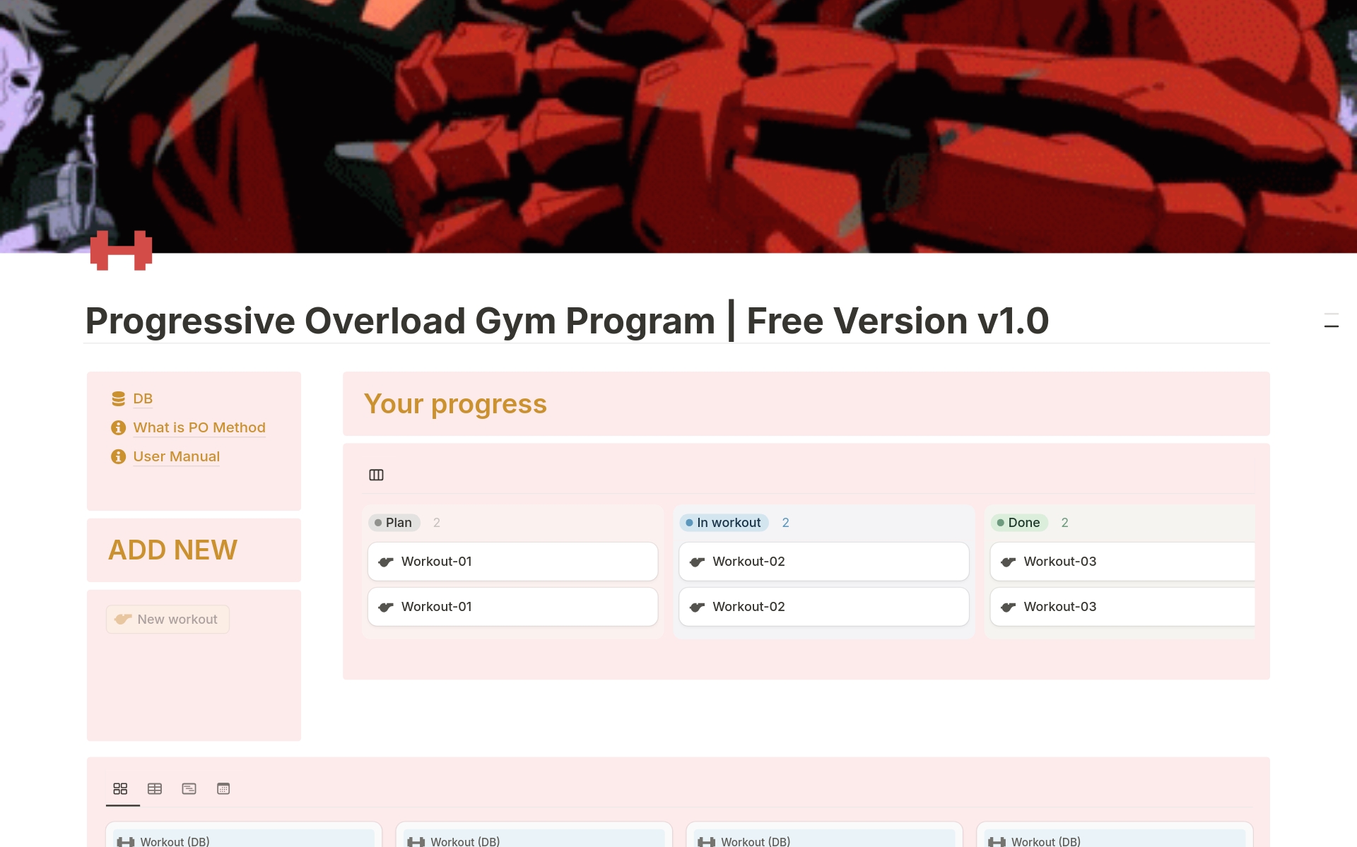 Progressive Overload Gym Program v1.00 Template | Notion Marketplace