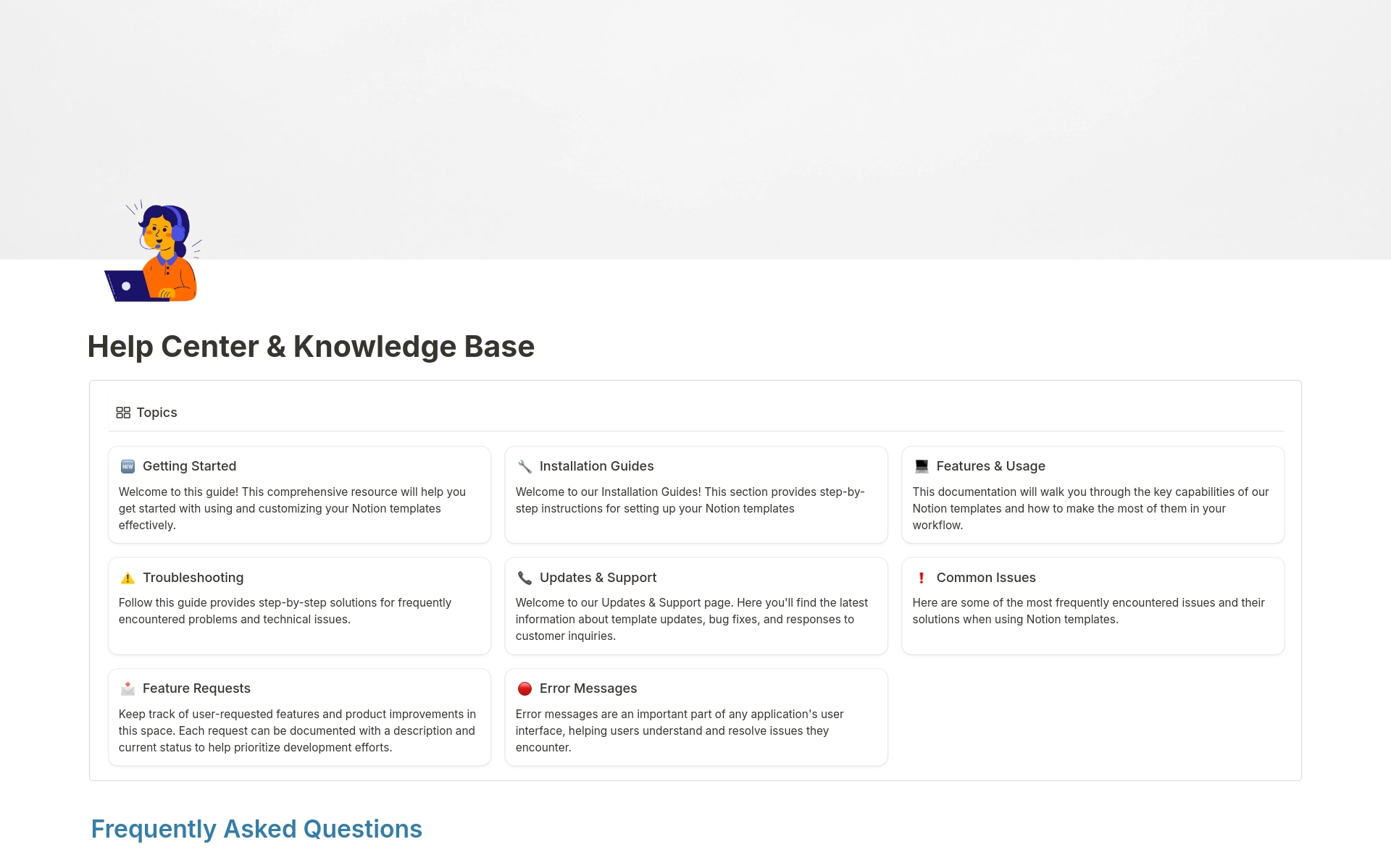 Help Center & Knowledge Base Website Template | Notion Marketplace