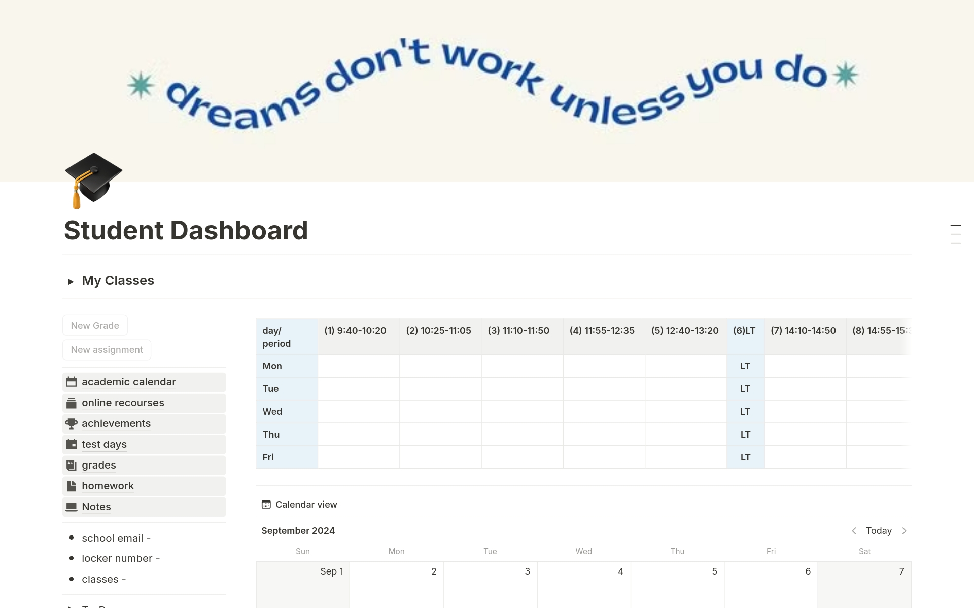 Student Dashboard Template | Notion Marketplace