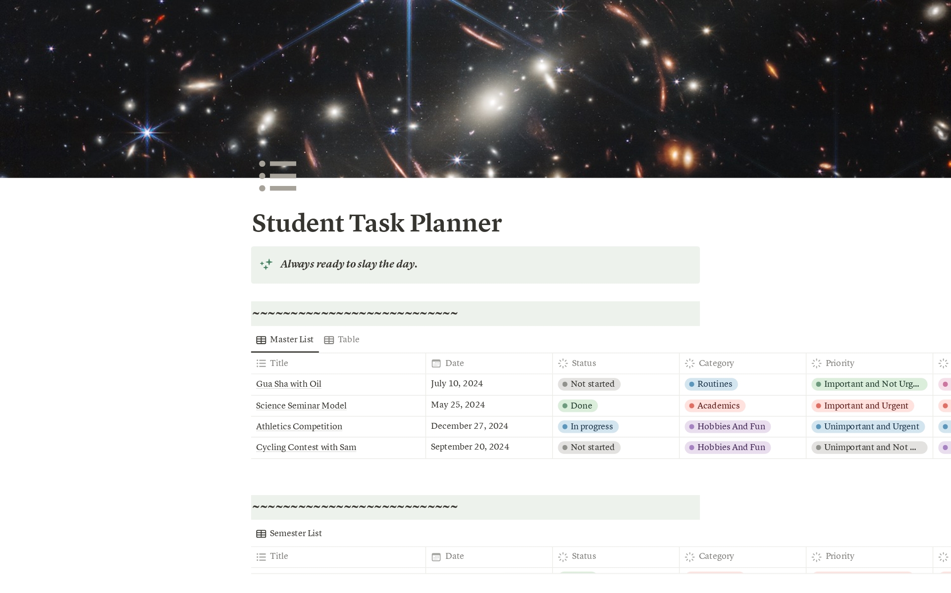 Student Task Tracker Template | Notion Marketplace
