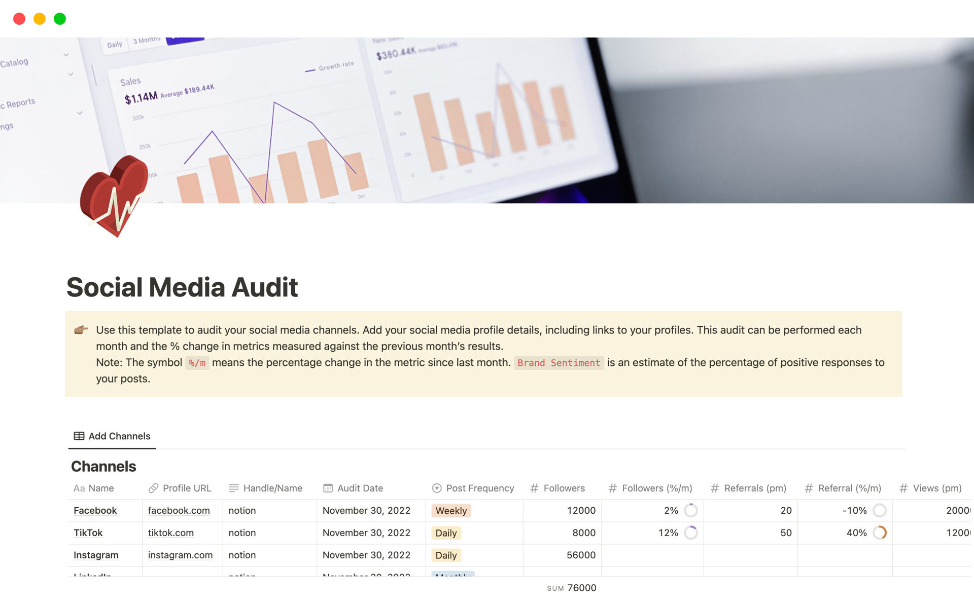 Social Media Audit Template by Template Road | Notion Marketplace