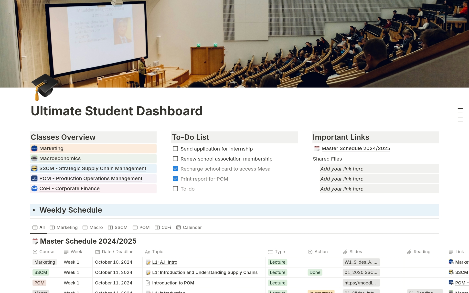 Ultimate Student Dashboard Template by AnthonyToday | Notion Marketplace