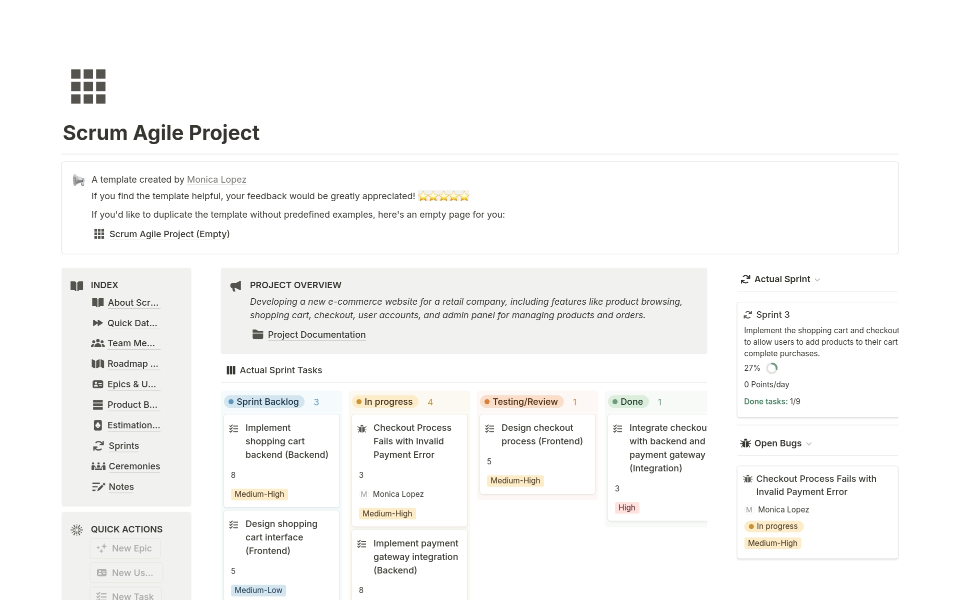 Scrum Agile Project Template by Monica Lopez | Notion Marketplace