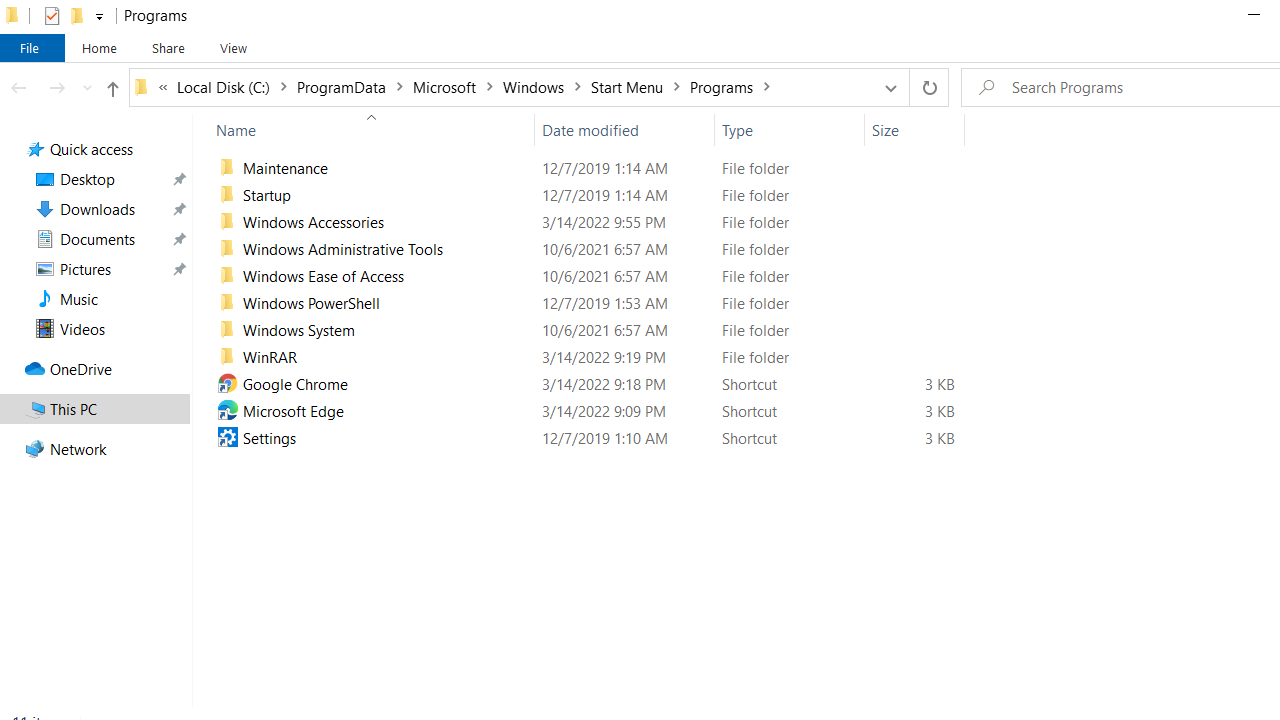 Start Menu Folder Location In Windows 10 11